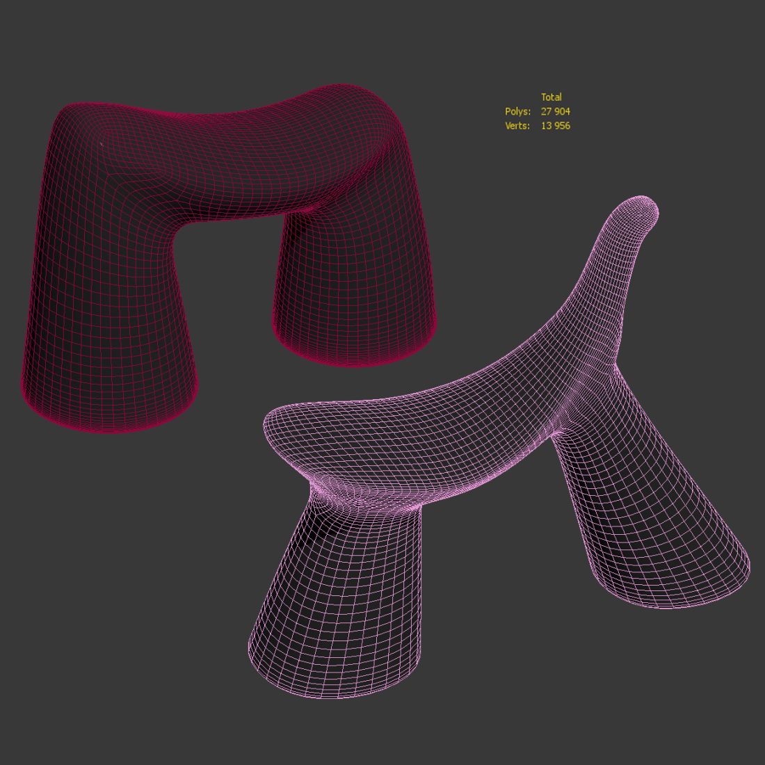 Chair And Pouffe Wendell Castle 3D Model for VRay, Corona | CGMood
