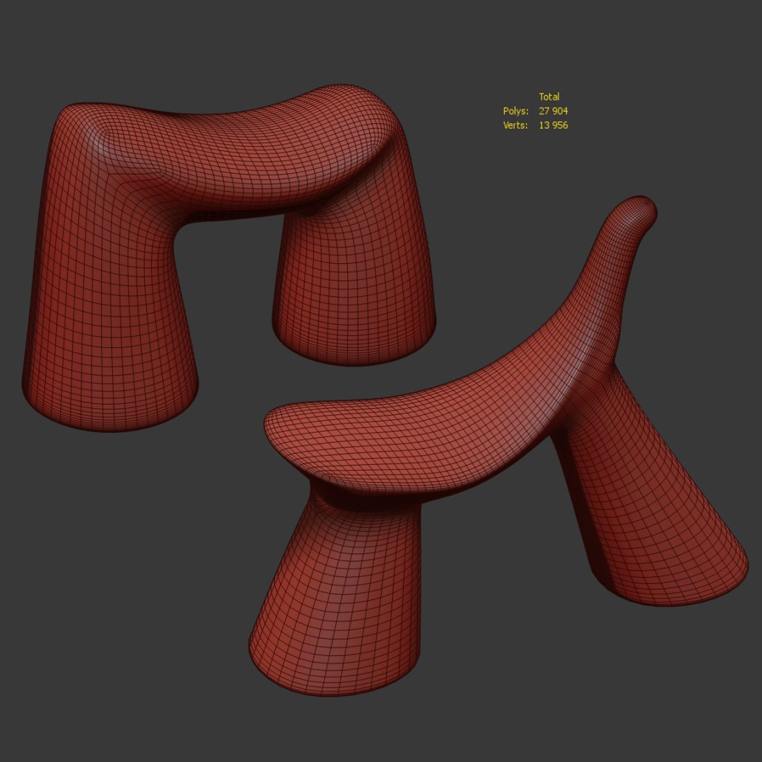 Chair And Pouffe Wendell Castle 3D Model for VRay, Corona | CGMood