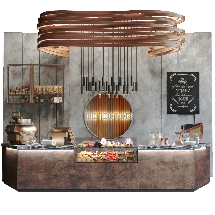 Design Project Of A Cafe With Desserts In The Loft - 3D Model for Corona