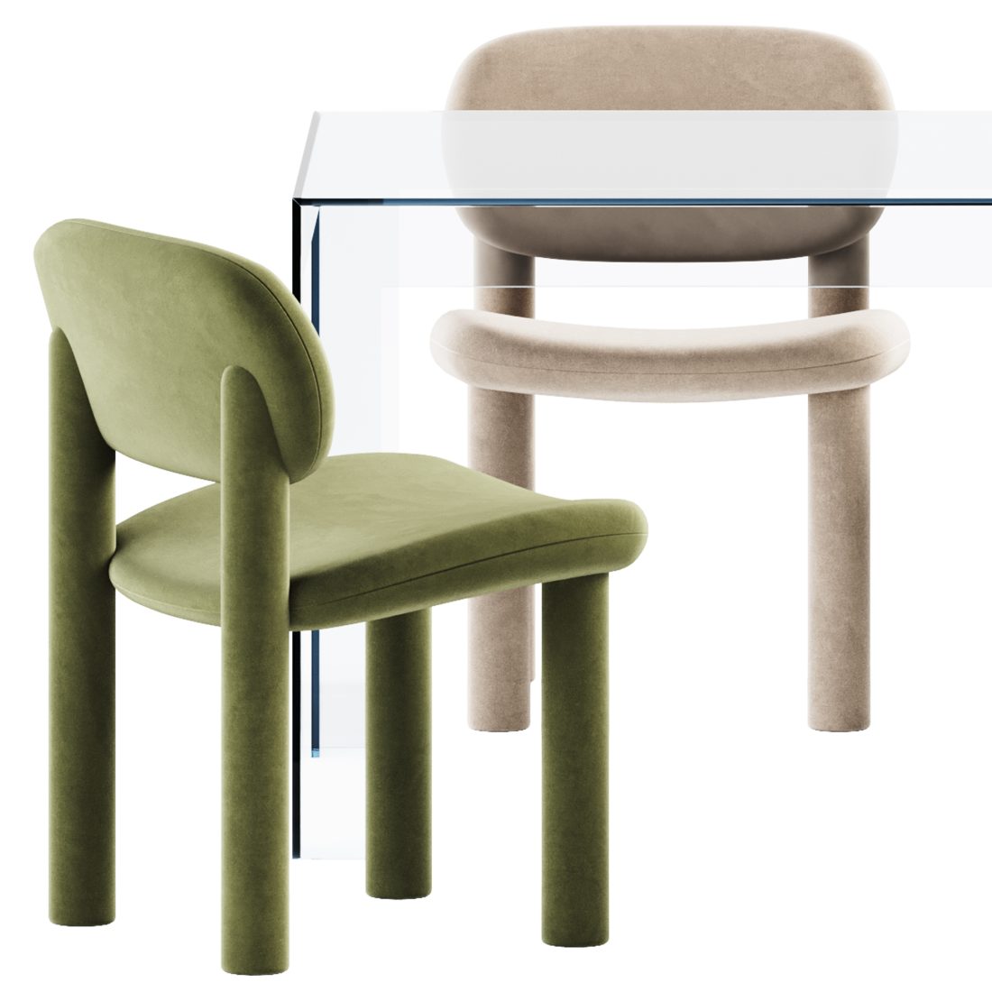 Chair Tottori Driade And Atlantis Table By Glas It - 3D Model for Corona