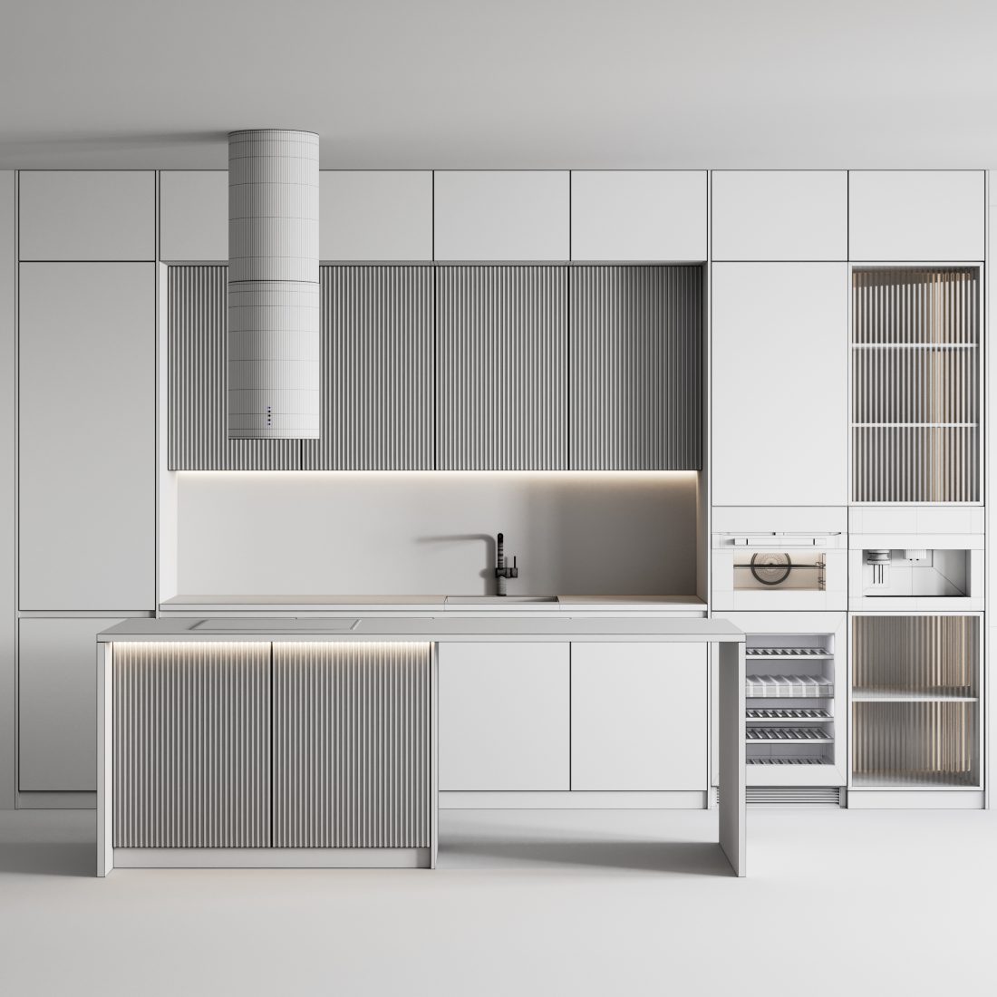 Kitchen Modern-013 - 3D Model for VRay, Corona