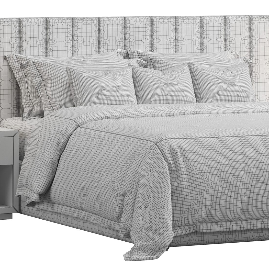 Striped Panels Headboard Bed 3D Model for VRay | CGMood