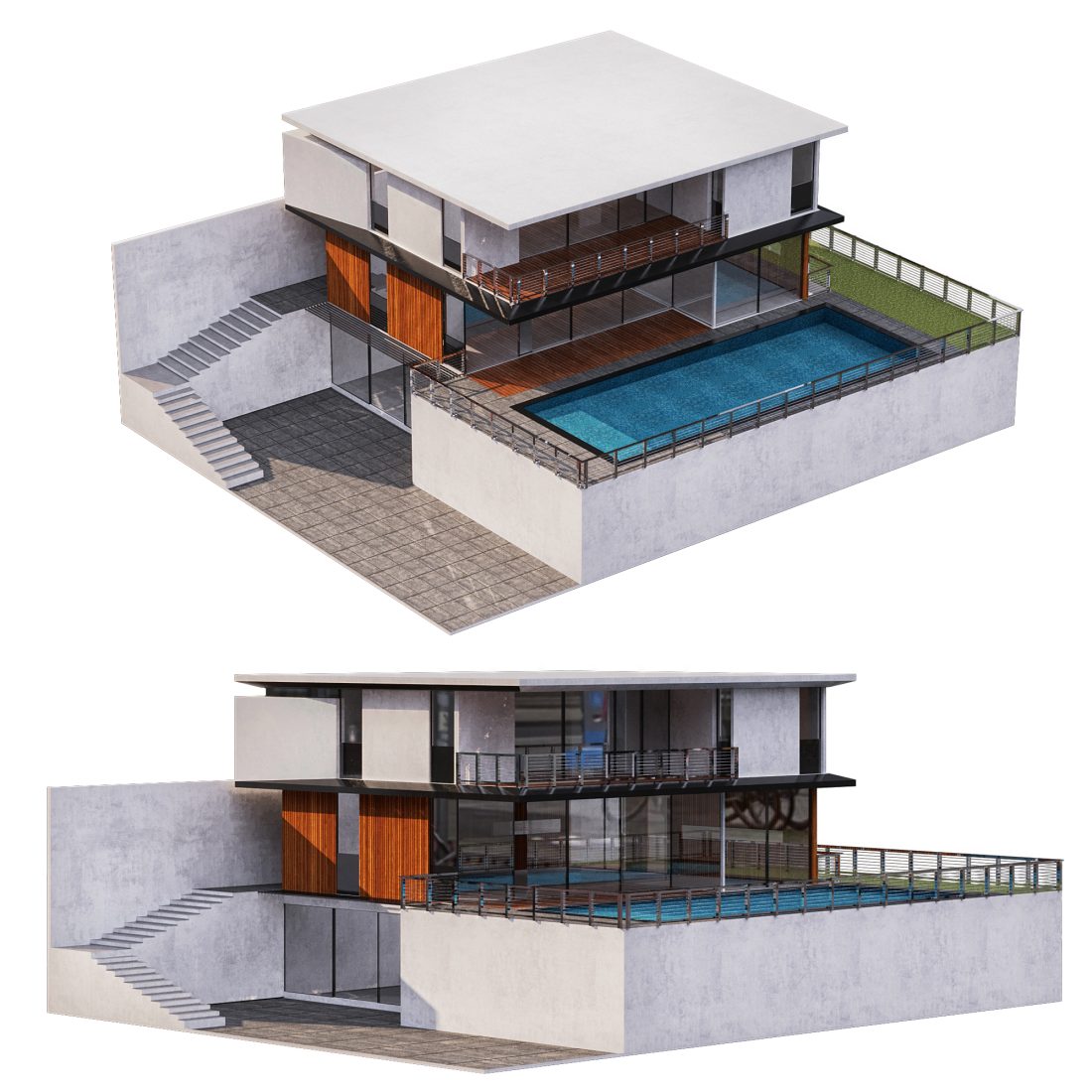 Modern House No1 - 3D Model for VRay, Corona