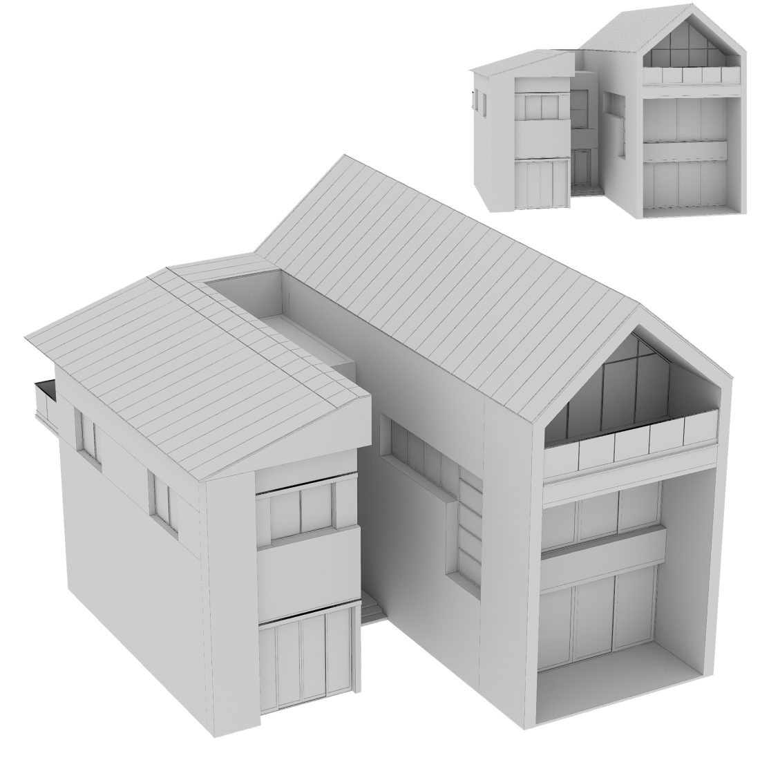 Barn House No3 - 3D Model for VRay, Corona