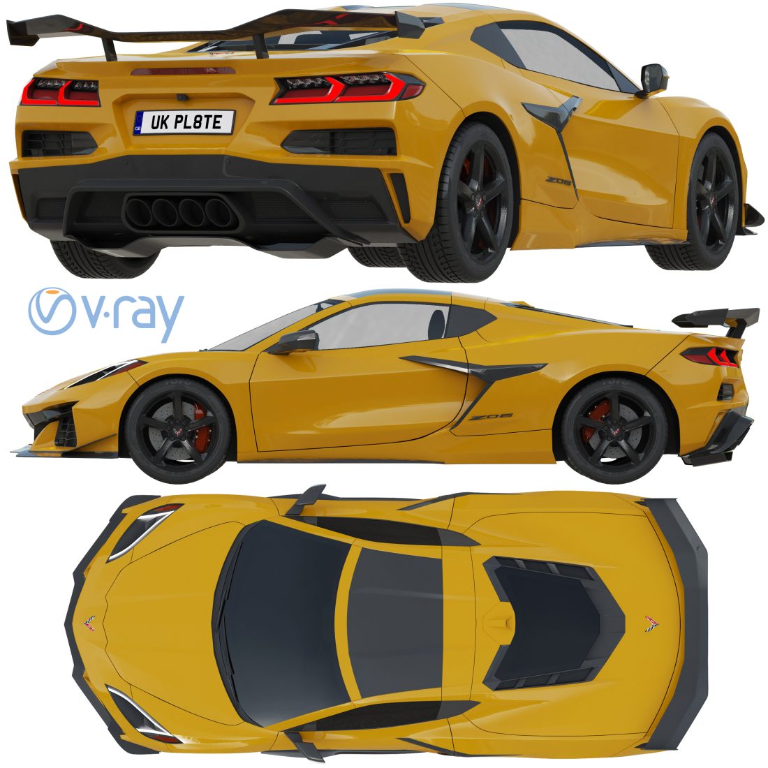 Chevrolet Corvette Z06 2023 3D Model for VRay | CGMood