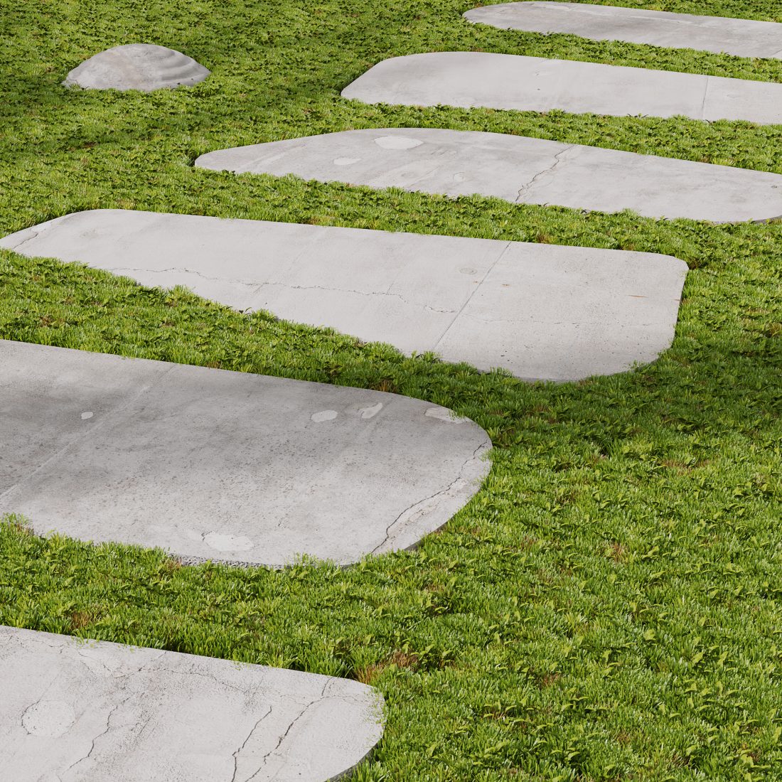 Grass Stone Path Walk Run Garden - 3D Model for VRay, Corona