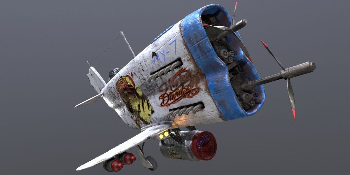Stylized Realistic White Airplane - 3D Model for