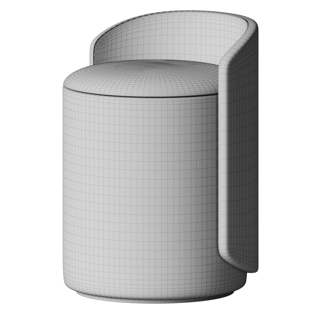 Round Vanity Stool By Litfad - 3D Model for VRay, Corona