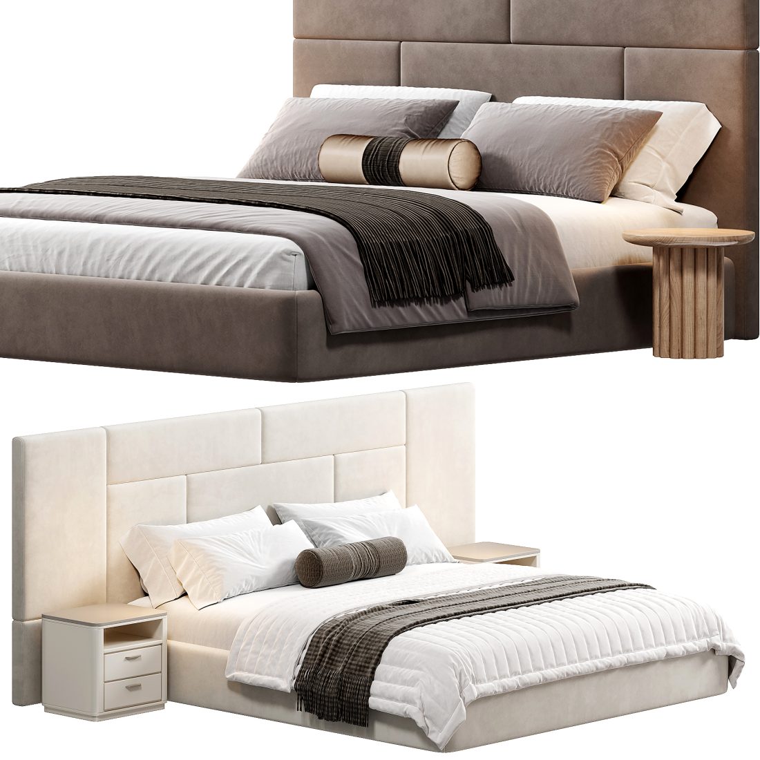 Beckham Bed, Abbington Charred Brown By Highfashio - 3D Model for Corona