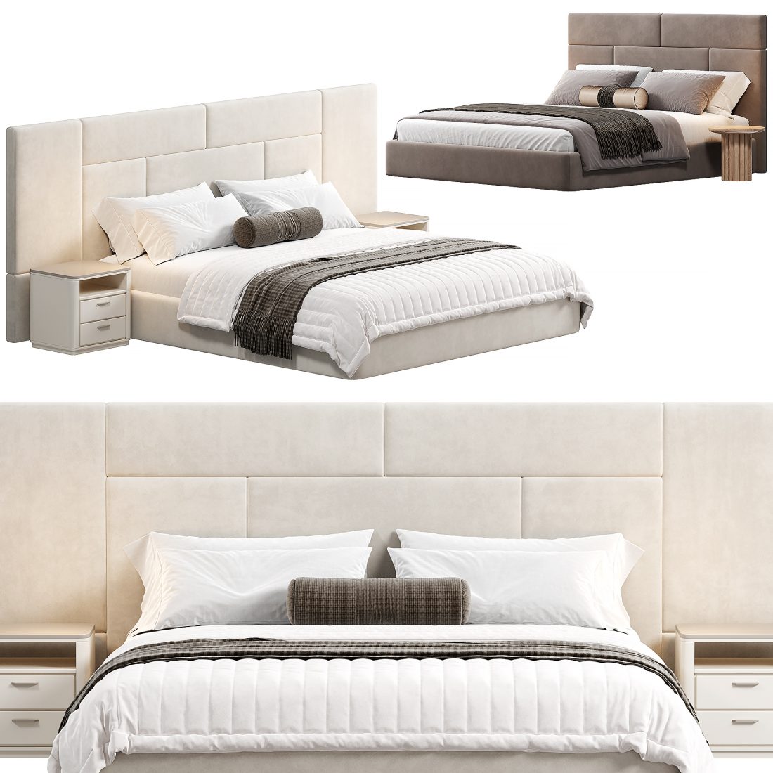 Beckham Bed, Abbington Charred Brown By Highfashio - 3D Model for Corona