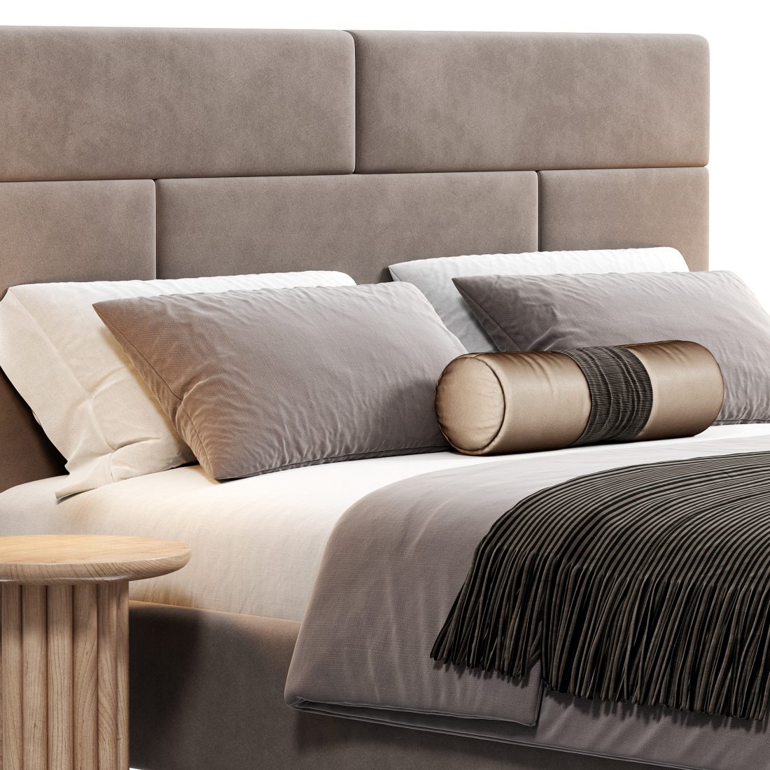 Beckham Bed, Abbington Charred Brown By Highfashio - 3D Model for Corona