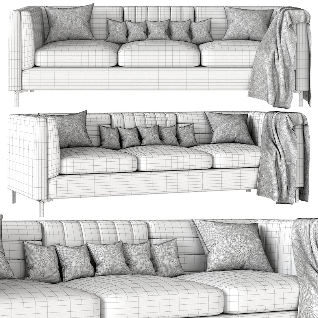 Kely Modern Velvet Sofa - 3D Model for VRay