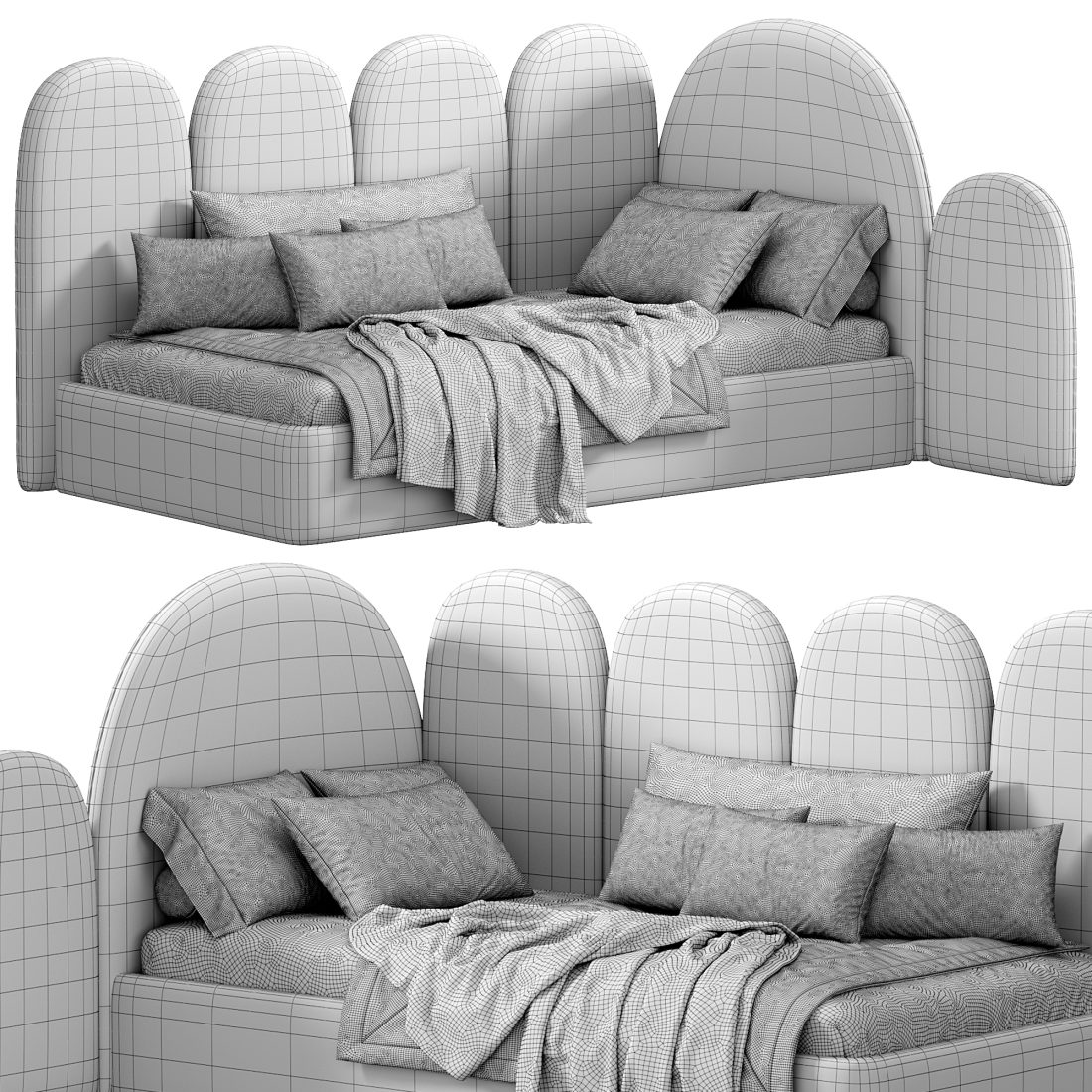 Rhea Green Bed By Furni 1 3D Model for Corona | CGMood