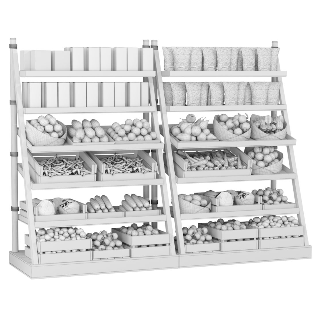 Rack With Products In A Supermarket Or Market - 3D Model for Corona