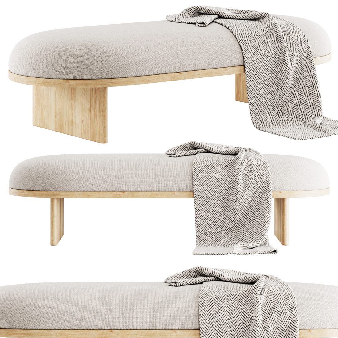 Anza Bench 160 - 3D Model for VRay
