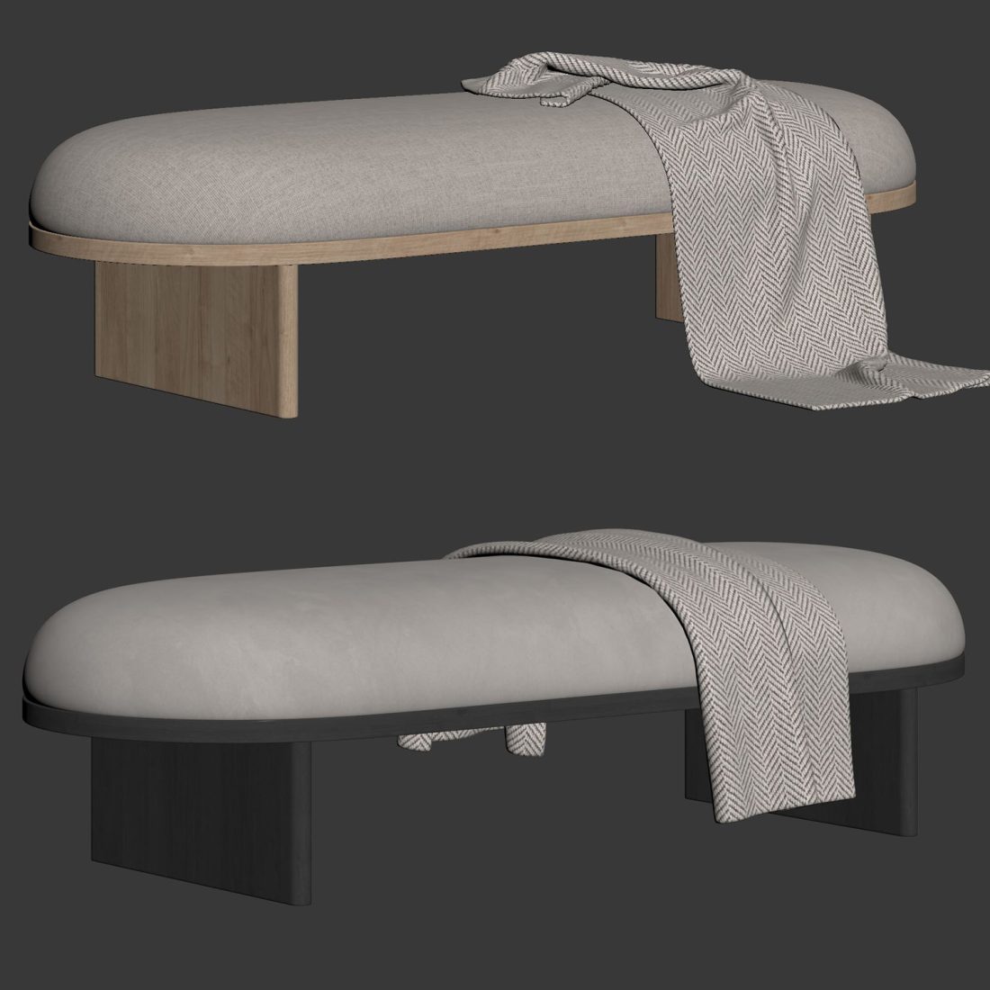 Anza Bench 160 - 3D Model for VRay