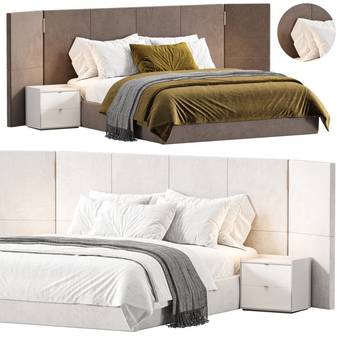 V King Bed Luxury Living Group - 3D Model for Corona