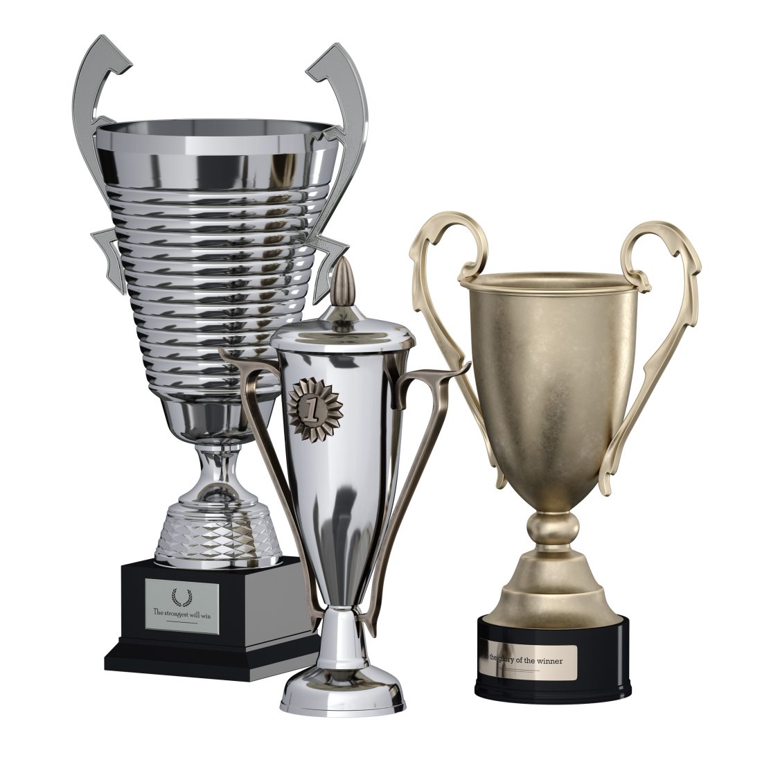 Sports Award Cup Trophy Set Of Three Cups 3D Model for FStorm, VRay ...