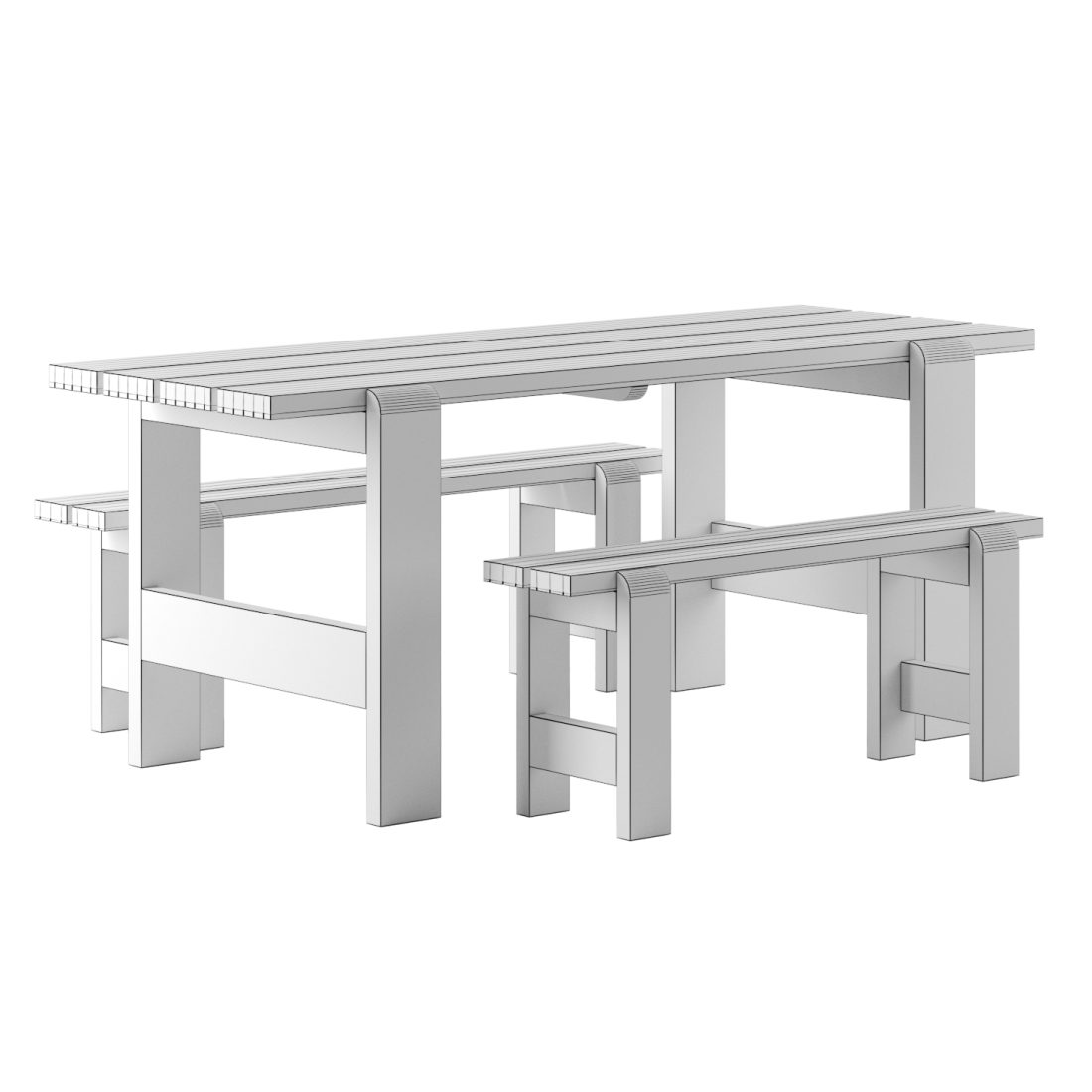 Weekday Table And Bench By Hay 3D Model for Corona | CGMood