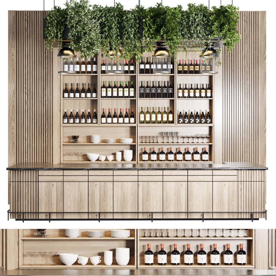 Reception Desk For Restaurant And Caffe With Cabin 3D Model for VRay ...