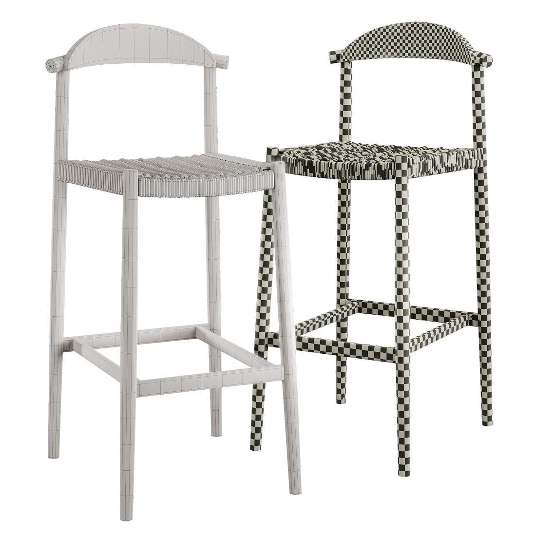 Beige Woven Eucalyptus Bar Stool - 3D Model for Corona