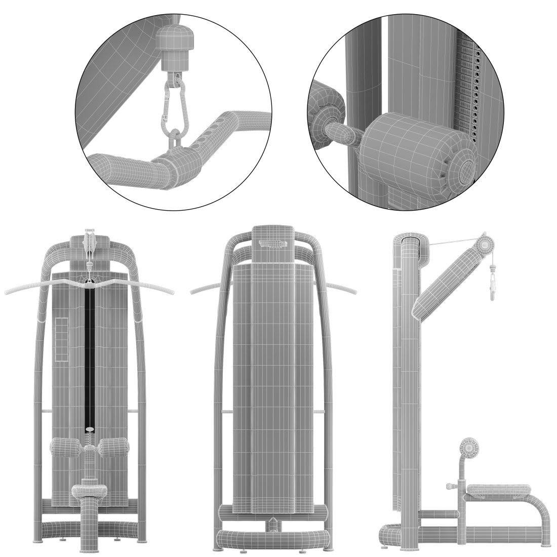 Technogym Selection 700 - Lat Machine - 3D Model for VRay