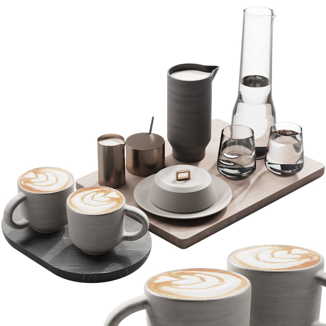 129 Eat And Drinks Decor Set Coffee And Water Kit - 3D Model for VRay ...