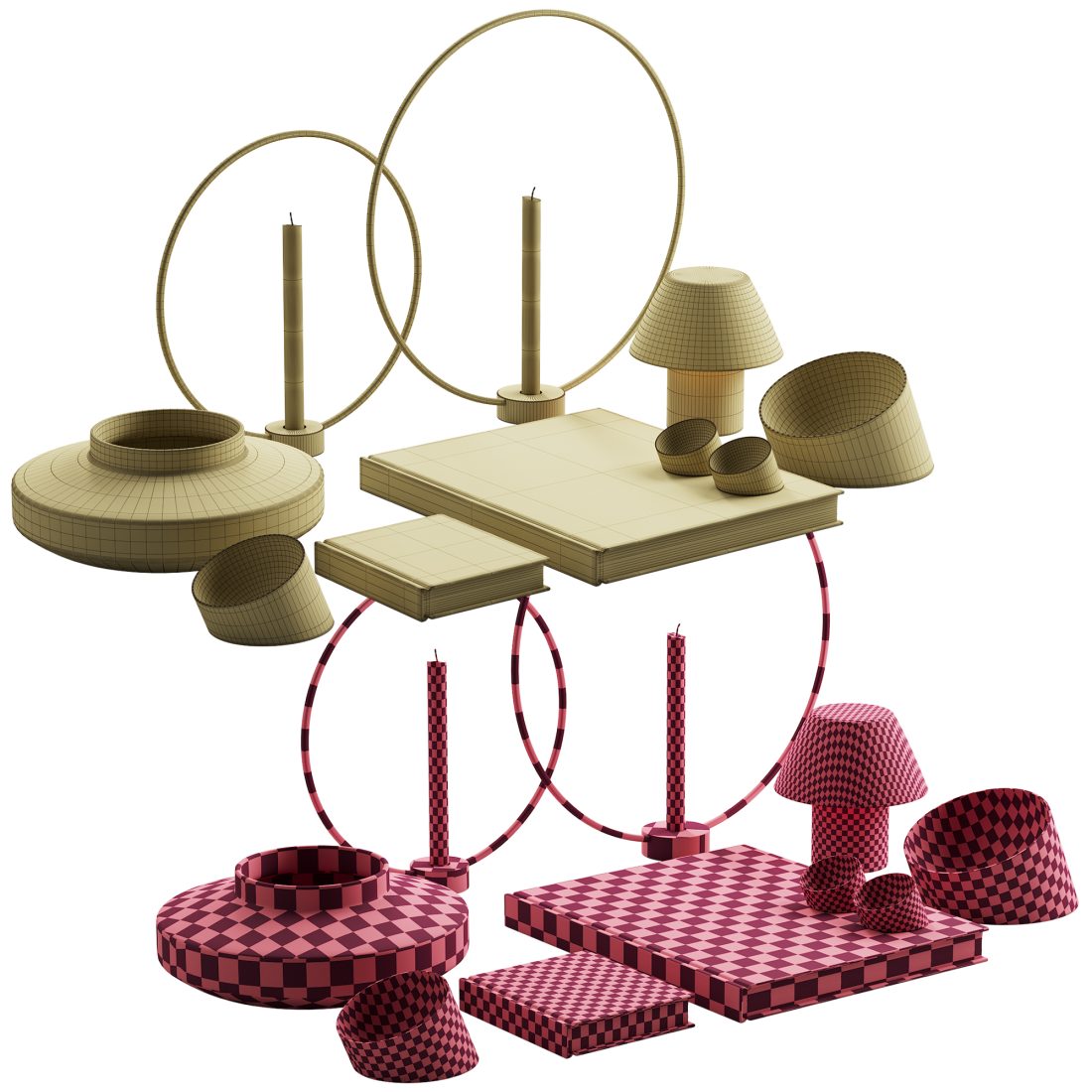 056 Living Decor Set Minimum Neutral Pack 01 - 3D Model for VRay, Corona
