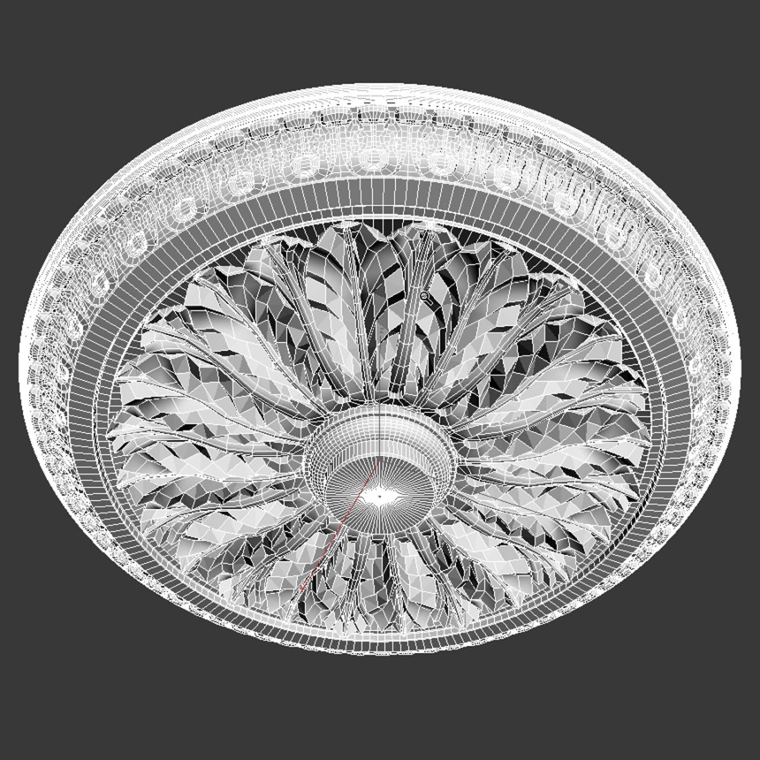 Custom Classic White Round Ceiling Medallion - 3D Model for VRay