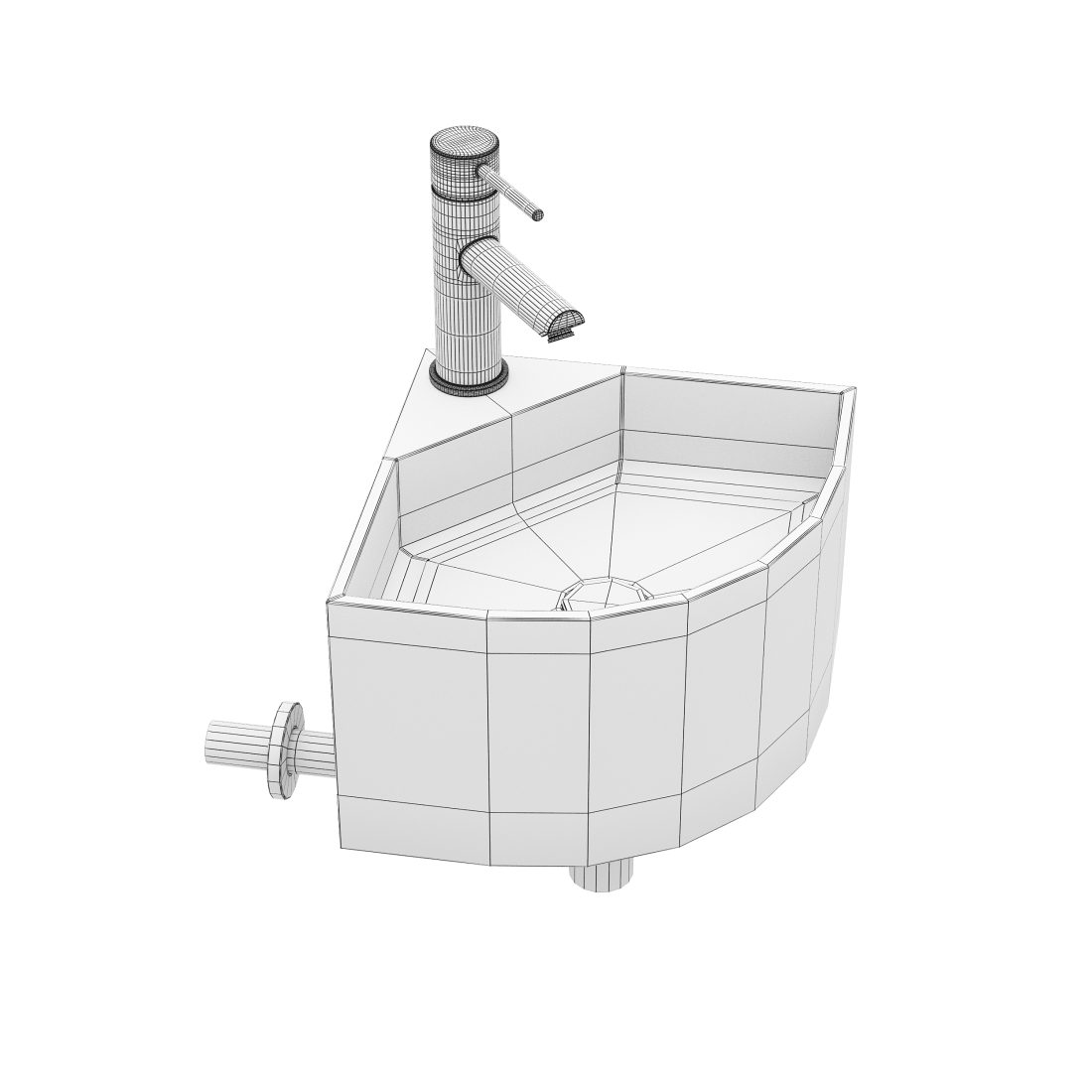 Elegant Corner Basin - 3D Model for Corona