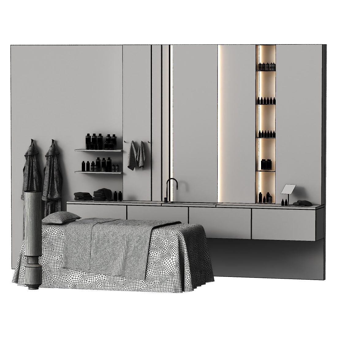 Modern Spa With Massage Couch And Accessories 3D Model for VRay, Corona ...