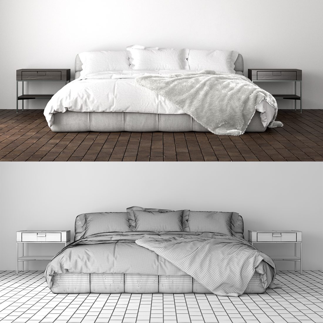 B&b Italia Tufty Bed 3D Model for VRay | CGMood