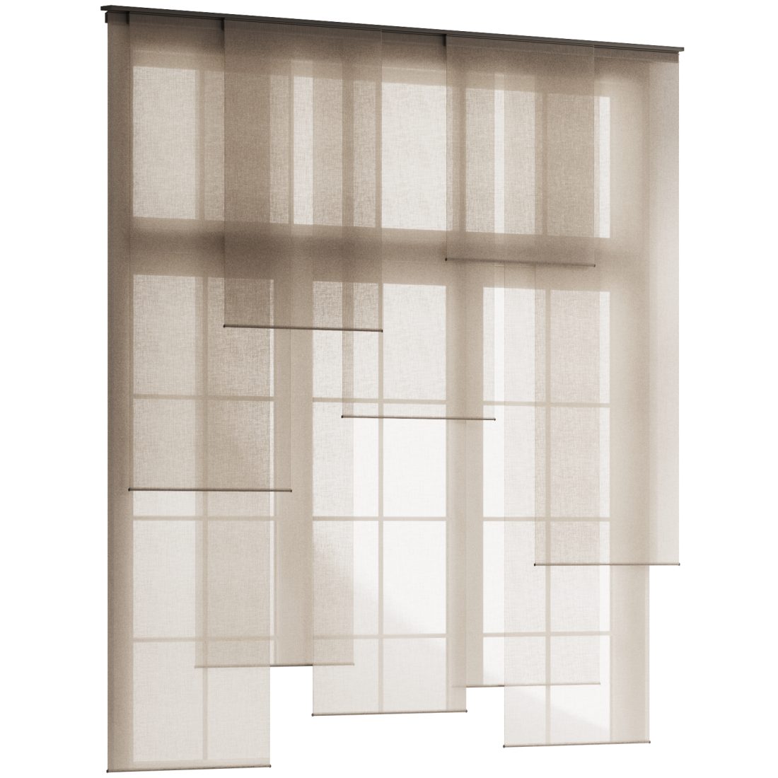 Layered Panel Curtain 2 - 3D Model for VRay, Corona
