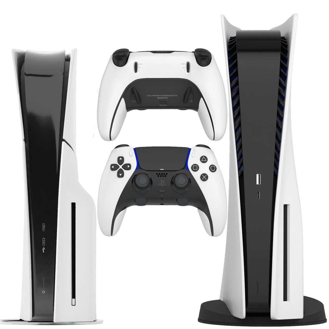 Sony Ps5 And Playstation 5 Slim With Controller - 3D Model for VRay, Corona