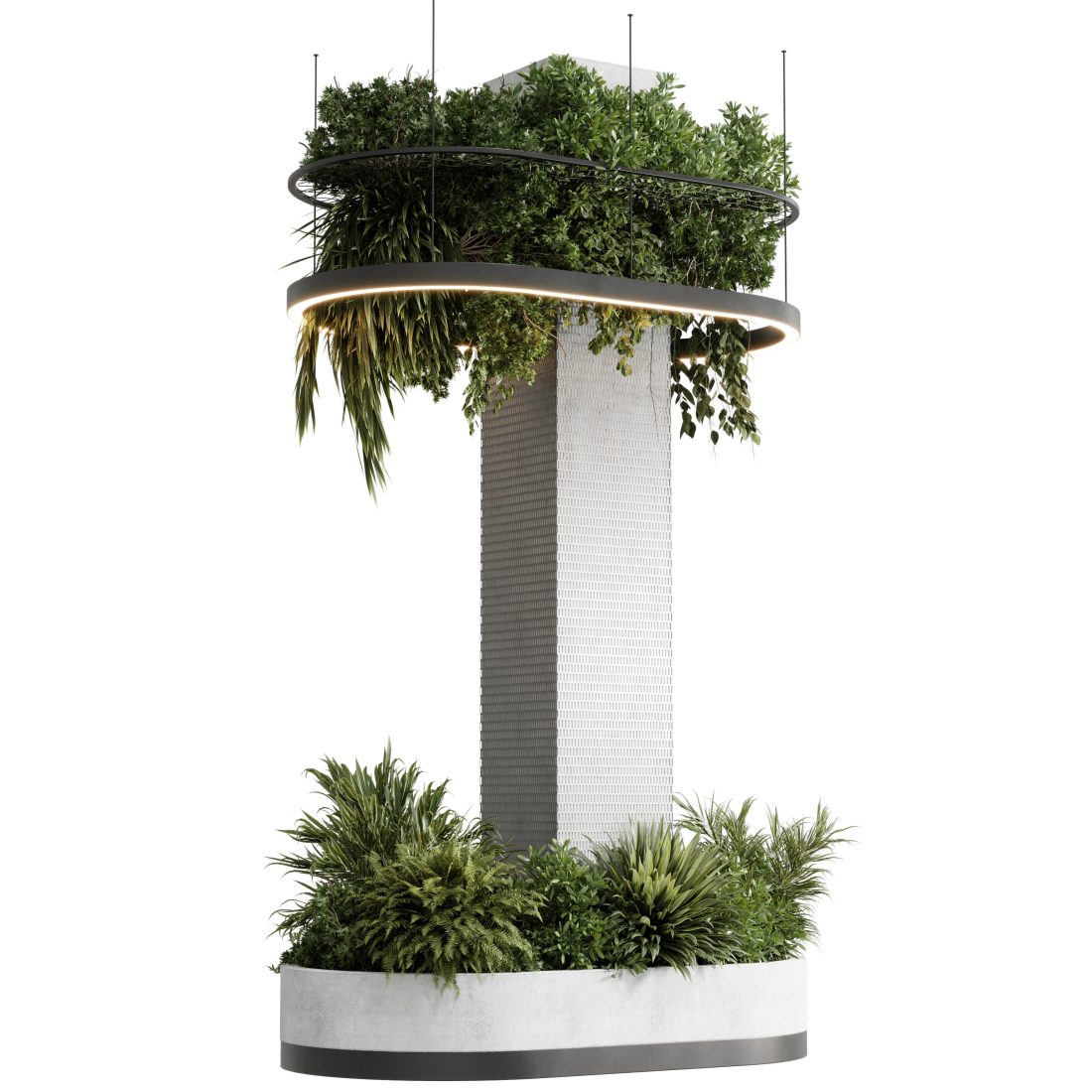 Column Plant - Pillar Plant - Hanging Light Pot - - 3D Model for VRay ...