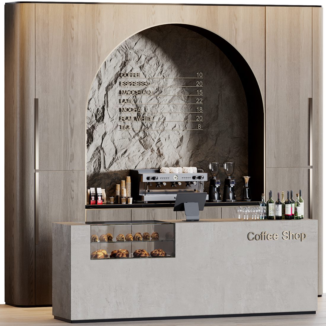 Coffee Bar 05 - 3D Model for VRay, Corona