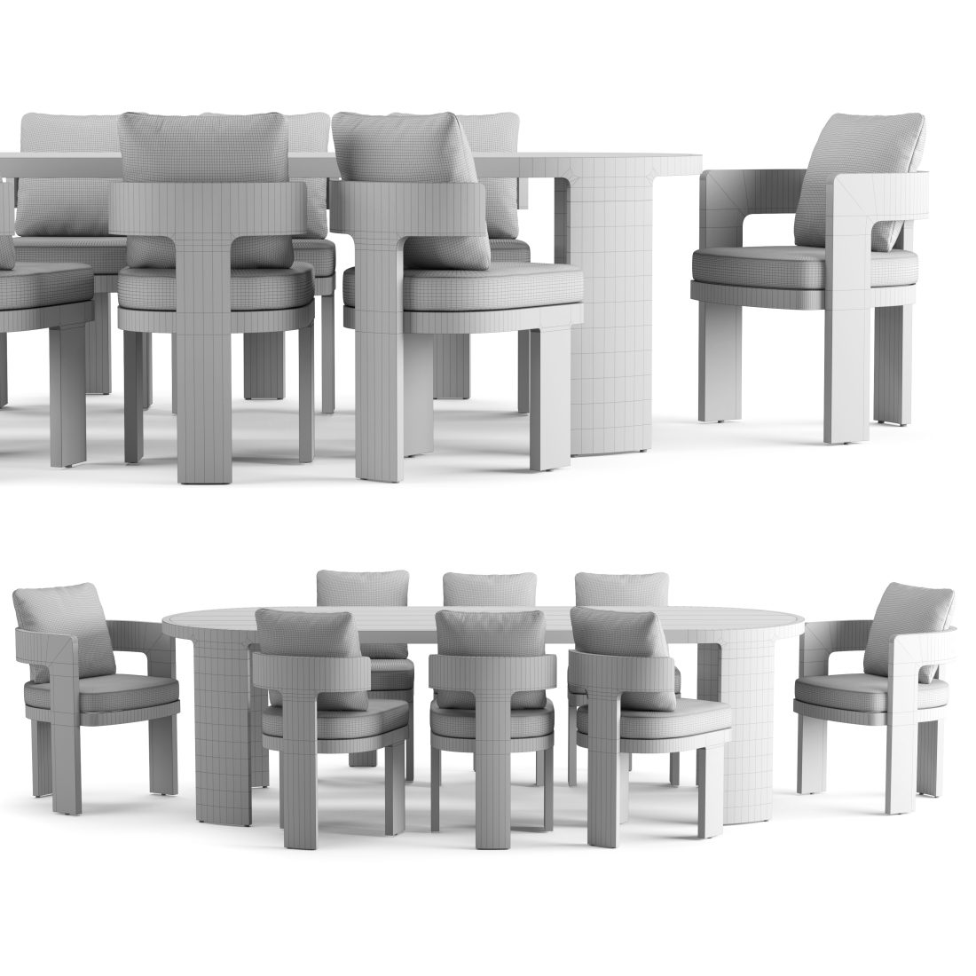 Rh Bronte Aluminum Rectangular Dining Table 3D Model for Corona | CGMood