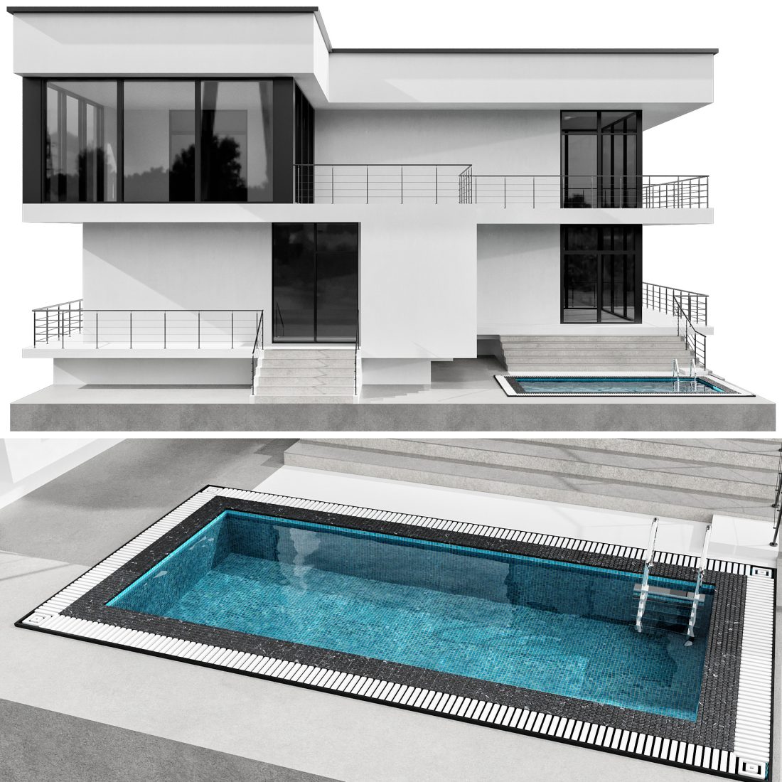 Modern House No22 - 3D Model for VRay, Corona