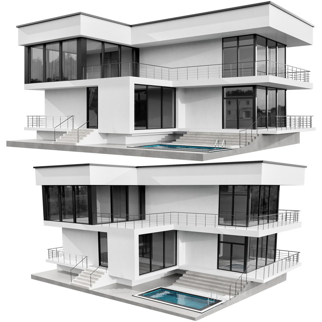 Modern House No22 - 3D Model for VRay, Corona