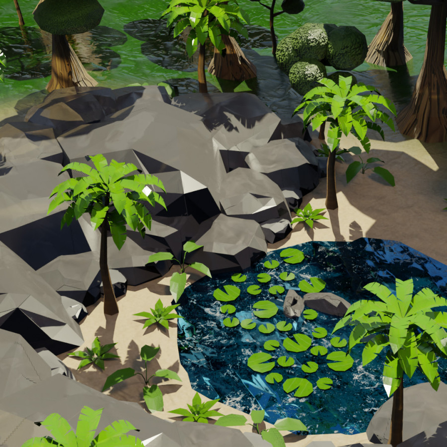 Oasis Lake 3d Model - 3D Model for VRay, Corona