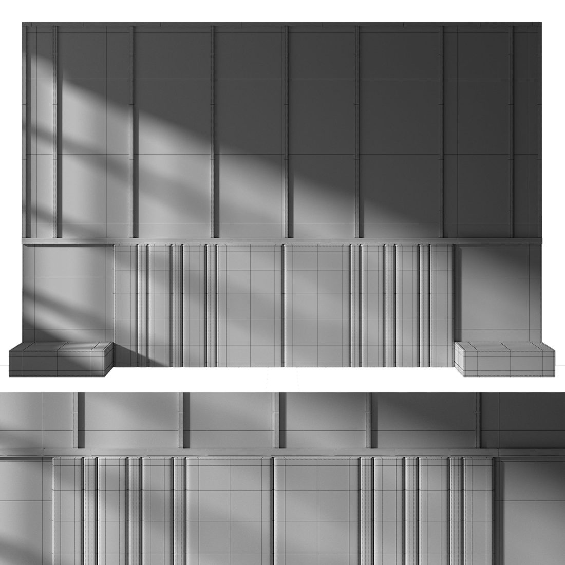 Decorative Wall Panel Composition Bedroom Set 5 - 3D Model for Corona