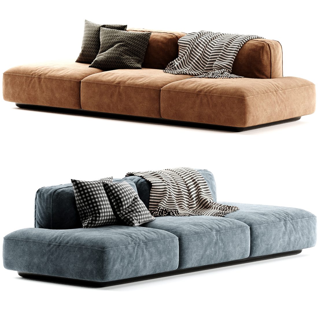 Margo Type 3 Seater Fabric Sofa - 3D Model for Corona