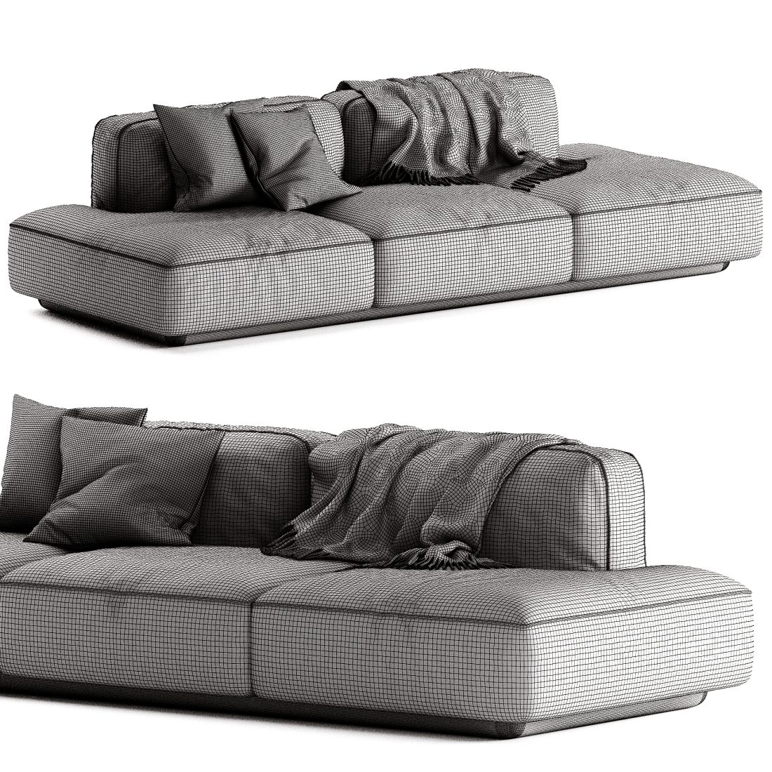 Margo Type 3 Seater Fabric Sofa - 3D Model for Corona