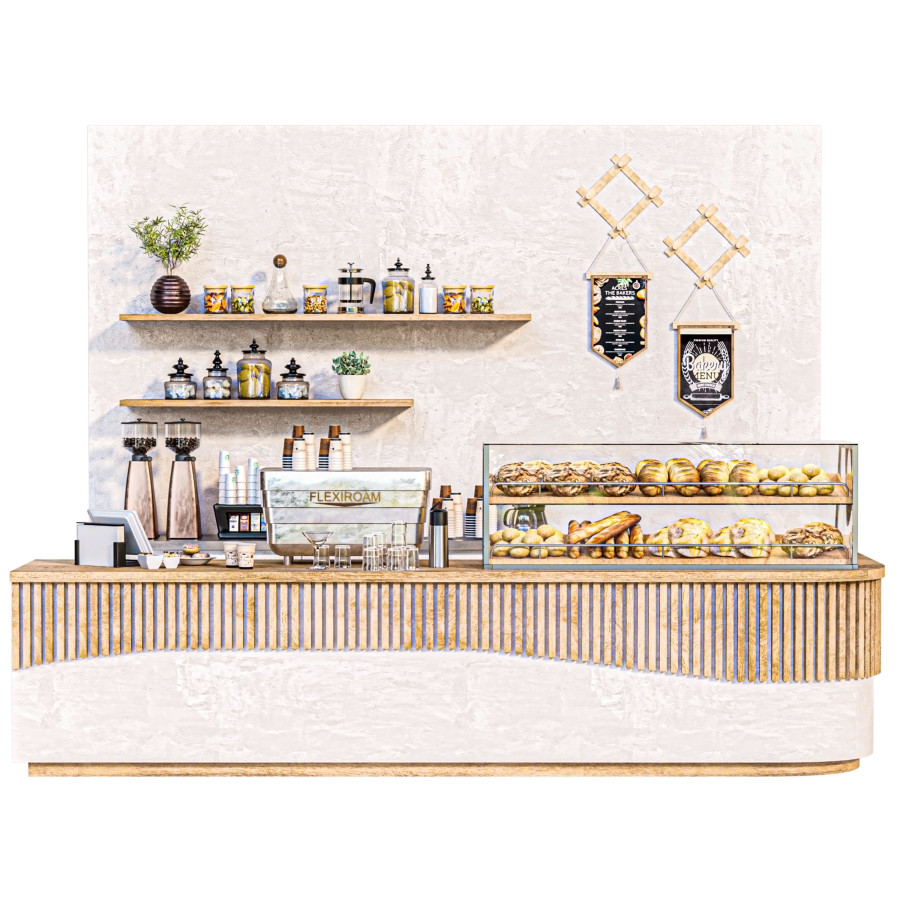 Coffee Point With Pastries And Coffee Machine 3D Model for Corona | CGMood