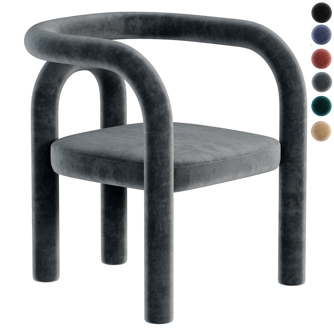 Modern Design Armless Open Back Chairs Fabric Dini - 3D Model for Corona