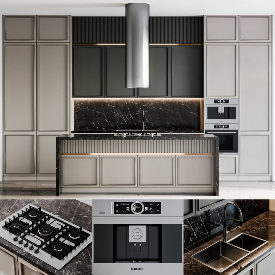 Kitchen 108 3D Model for VRay, Corona | CGMood