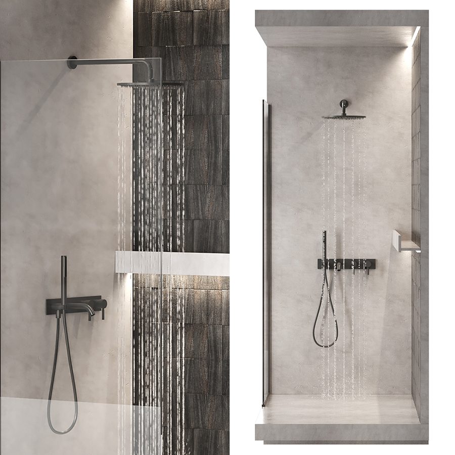 Shower Set With Fantini Nostromo - 3D Model for VRay, Corona