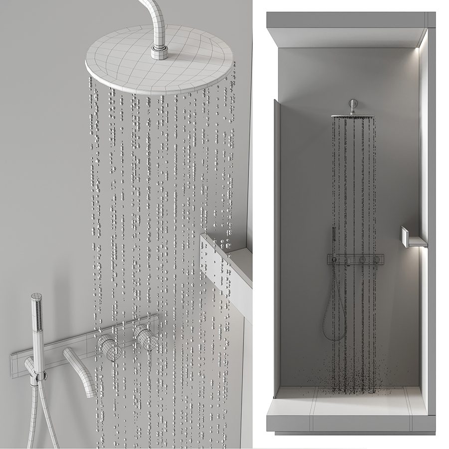 Shower Set With Fantini Nostromo - 3D Model for VRay, Corona