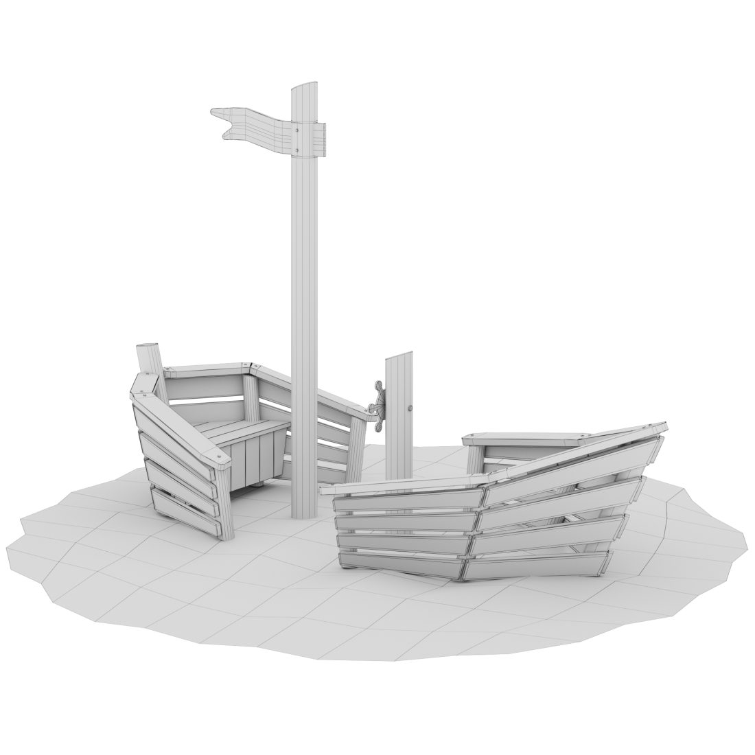 Small Ship Without Floor - 3D Model for VRay, Corona