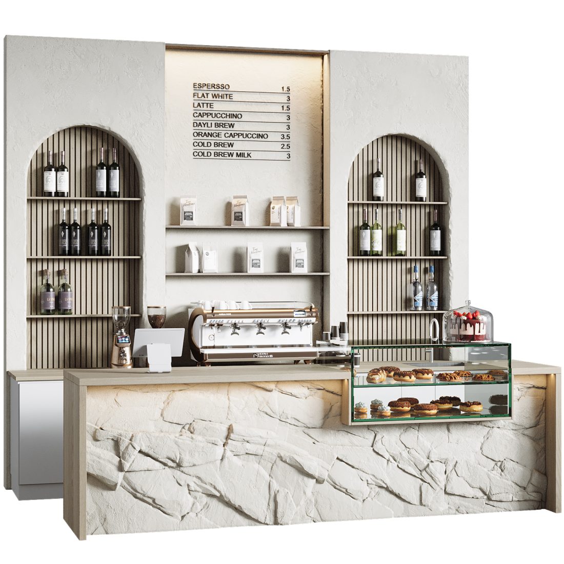 Coffee Bar 13 - 3D Model for VRay, Corona